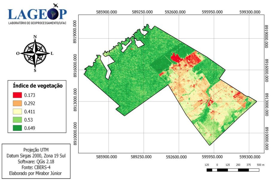 Mapa de Classificaçao do NDVI — Laboratório de Geoprocessamento